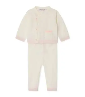 Bonpoint Pointelle Knit Cardigan And Leggings Set