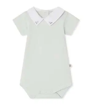 Bonpoint Cotton Embroidered Julliet Bodysuit - Turquoise