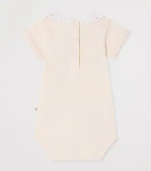 Bonpoint Organic Cotton Cygné Bodysuit With Peter Pan Collar