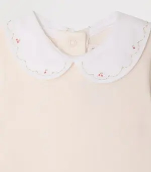 Bonpoint Organic Cotton Cygné Bodysuit With Peter Pan Collar