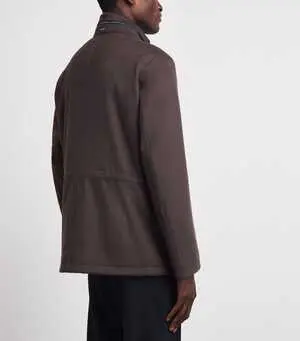 Herno Virgin Wool-cashmere Field Jacket With Stand Collar And Zip-up Hood