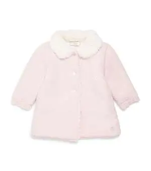 PAZ RODRIGUEZ Wool Knitted Coat With Faux Fur Trim