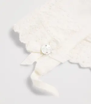 PAZ RODRIGUEZ Cotton Knit Bonnet With Lace Trim
