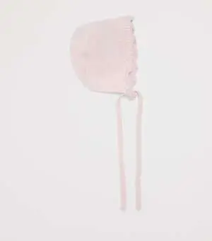 PAZ RODRIGUEZ Cotton Knit Bonnet With Lace Trim