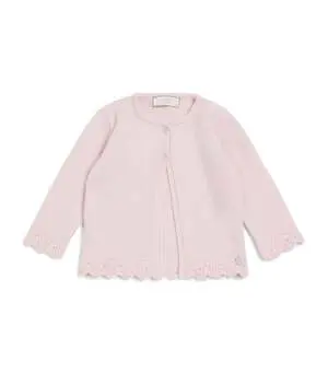 PAZ RODRIGUEZ Cotton Knit Cardigan With Pom-pom Trim - Pink