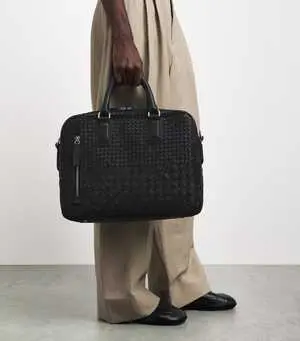 Officine Creative Leather Woven Armor Briefcase