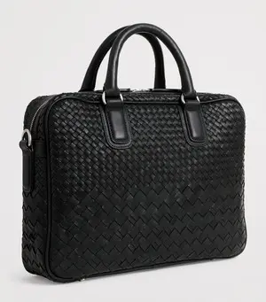 Officine Creative Leather Woven Armor Briefcase