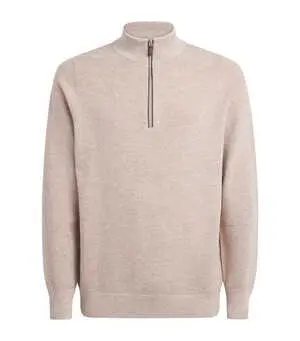 N.peal Cashmere Quarter-zip Sweater - Beige