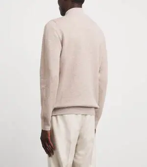 N.peal Cashmere Quarter-zip Sweater - Beige
