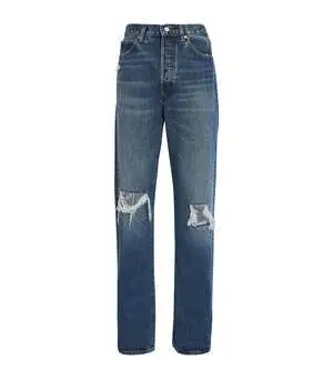 FRAME Distressed The Vertical Straight Jeans