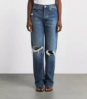 FRAME Distressed The Vertical Straight Jeans