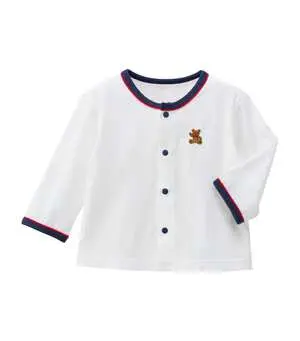 MIKI HOUSE Cotton Embroidered Teddy Cardigan - White