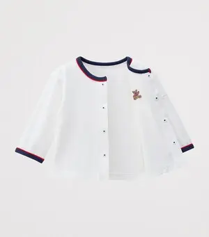 MIKI HOUSE Cotton Embroidered Teddy Cardigan