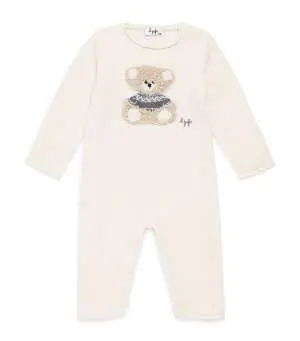 IL GUFO Merino Wool Bear Playsuit - White