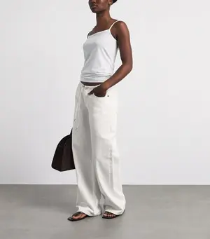 Still Here Drawstring Sport Wide-leg Jeans - Ivory