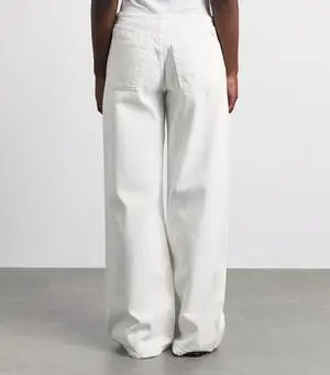 Still Here Drawstring Sport Wide-leg Jeans - Ivory
