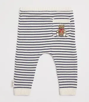 Harrods Cotton Knitted Stripe Bear Trousers