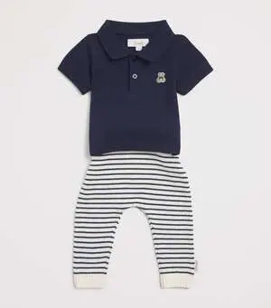 Harrods Cotton Knitted Stripe Bear Trousers