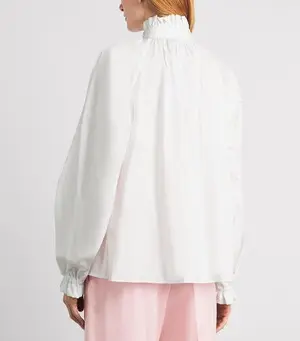 La DoubleJ Cotton High Neck Blouse With Detachable Neck Tie