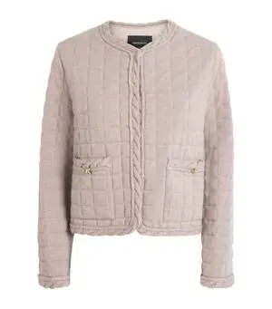 Fabiana Filippi Quilted Wool-silk-cashmere Jacket With Gold-tone Knot Buttons - Beige
