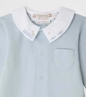 Bonpoint Cotton Embroidered Collar Playsuit