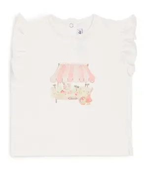 TARTINE ET CHOCOLAT Cotton Flower Stall Print T-shirt - White
