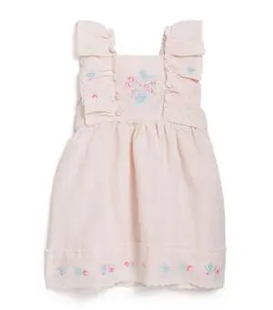 TARTINE ET CHOCOLAT Linen Embroidered Dress - Pink