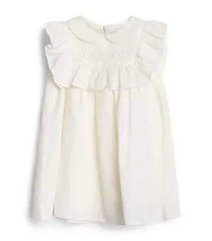 TARTINE ET CHOCOLAT Cotton-blend Ruffle-collar Dress - Blue