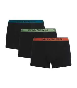 Emporio Armani Stretch-cotton Logo Trunks - Black