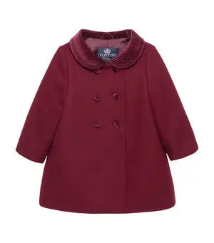 Trotters Wool Double-breasted Classic Coat - Red