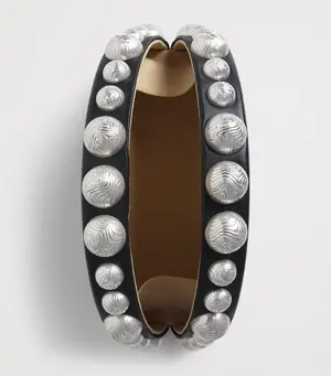 Cult Gaia Leather Beaded Gili Clutch Bag - Black