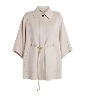 Agnona Cashmere Belted Cape - Beige