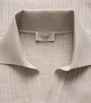 Agnona Cashmere-wool-silk Open-collar Polo Sweater