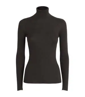 Agnona Wool-silk-cashmere Rollneck Sweater - Brown