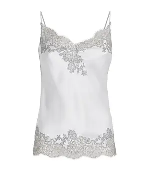 Carine Gilson Silk Cérès Lace Camisole - Silver