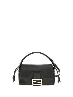 Fendi Small Baguette Soft Nappa Leather Handbag - Black