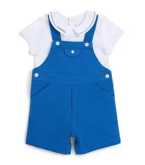 TARTINE ET CHOCOLAT Layered Dungaree-shirt Playsuit - Blue