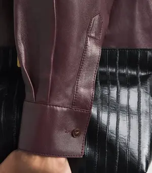 Lafayette 148 New York Leather Oversized Cropped Shirt