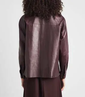 Lafayette 148 New York Leather Oversized Cropped Shirt