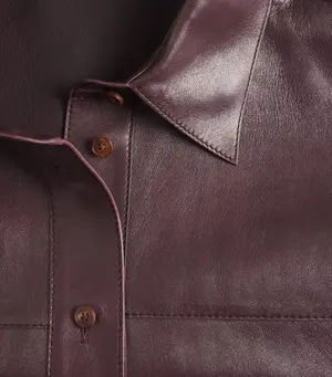 Lafayette 148 New York Leather Oversized Cropped Shirt