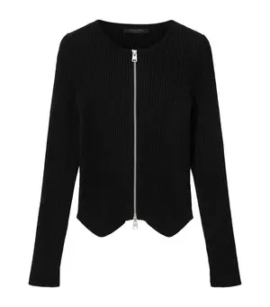 ALLSAINTS Ribbed Cruz Zip-up Cardigan - Black