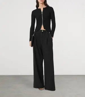 ALLSAINTS Ribbed Cruz Zip-up Cardigan - Black