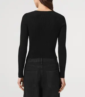 ALLSAINTS Ribbed Cruz Zip-up Cardigan - Black