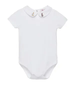 Trotters Embroidered Duck And Bunny Bodysuit - White