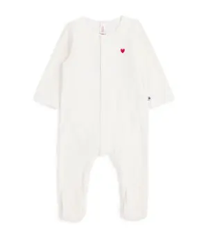 Petit Bateau Cotton Velour Heart All-in-one