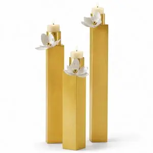 MARLETH Orchid Candle Holder Set - Gold