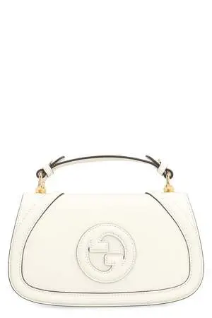 Gucci Leather Blondie Handbag 26.5 Cm X 16.5 Cm X 8.5 Cm With Gold-tone Hardware - White