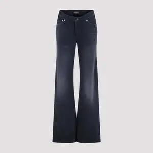 Balenciaga Curved Waist Cotton Pants - Blue