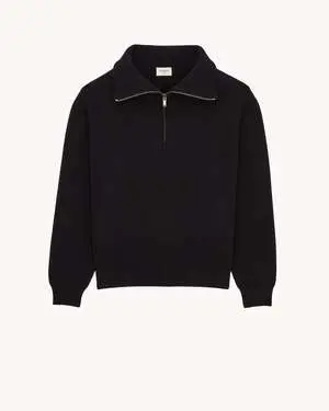 Saint Laurent Truck-driver Collar Zip-up Sweater