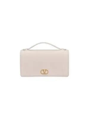 Valentino Garavani Textured Leather Top Handle Clutch Bag